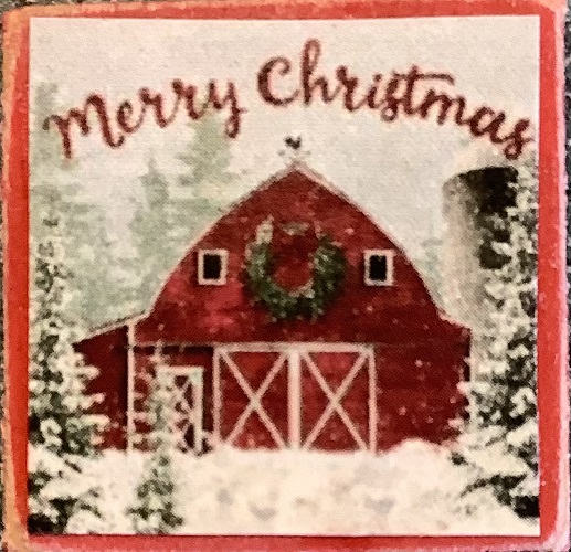 Dollhouse Miniature Decor Board Sign - Christmas Barn